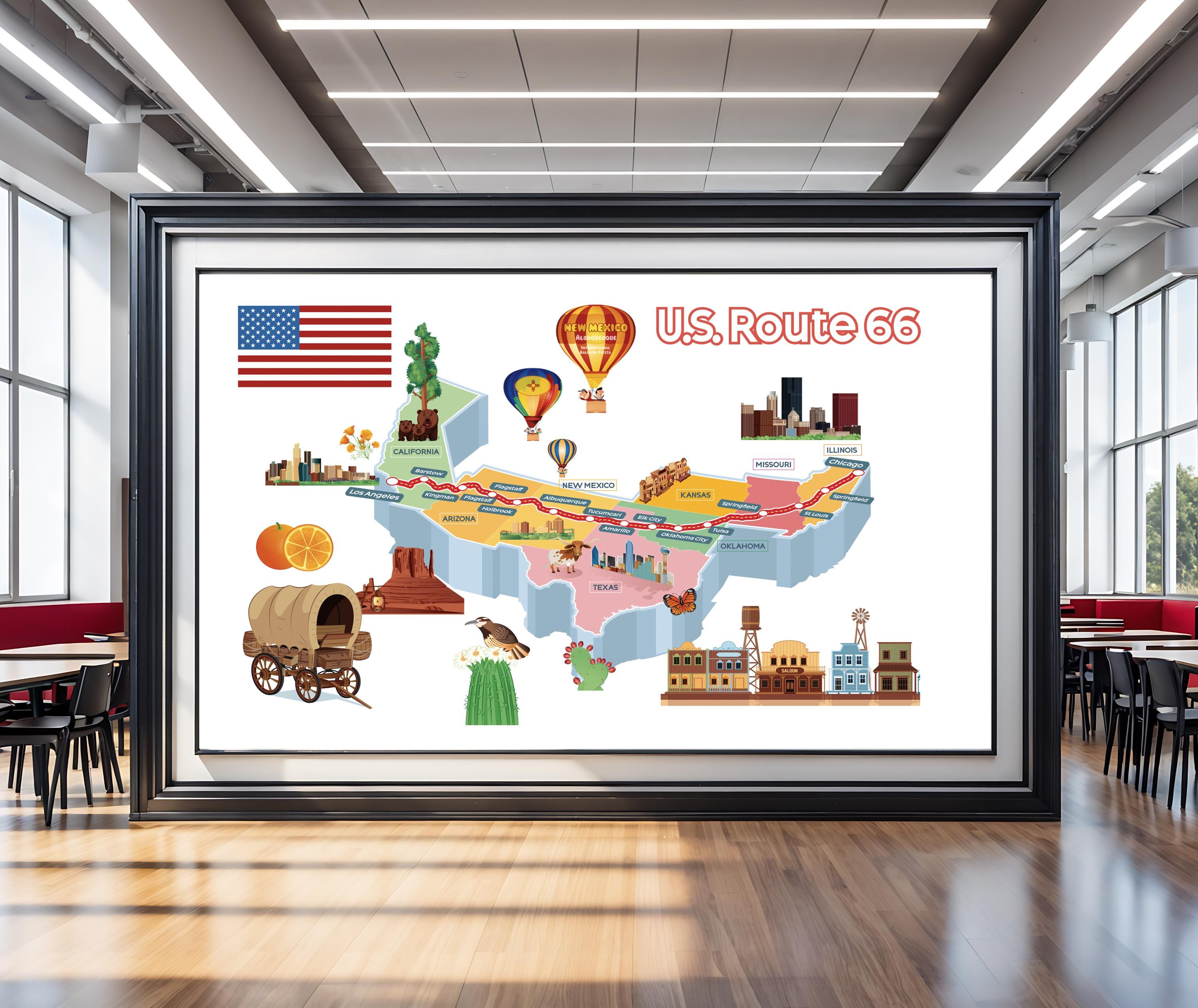 USA Route 66 Map Poster - Etsy
