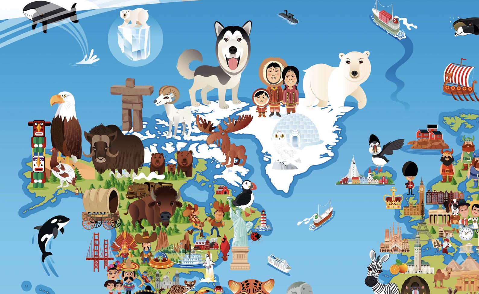 Cartoon Animal World Map | Fun Kids Geography (digital Printable) - Etsy