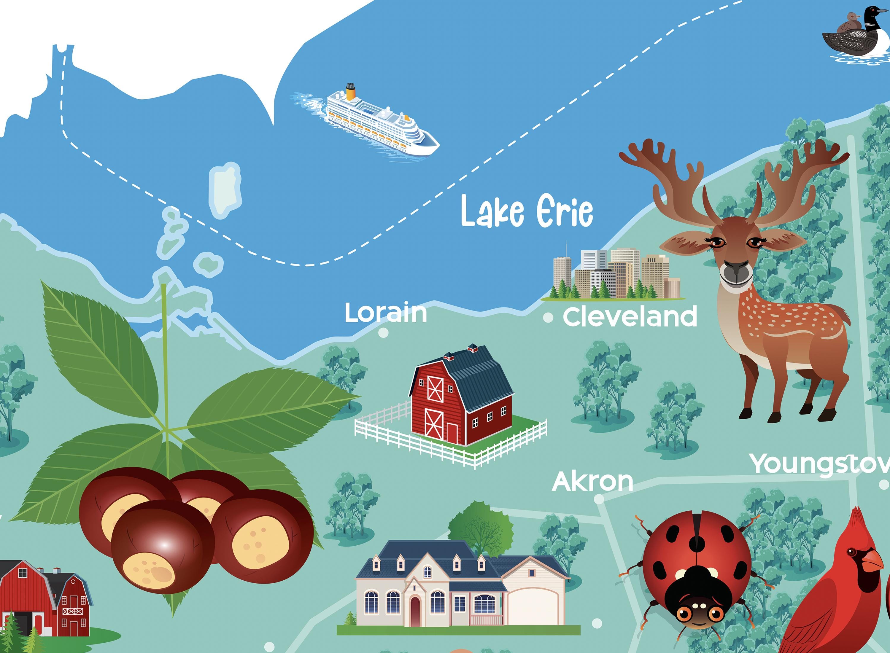 Cartoon Map of Ohio State Map Poster, Digital Download - Etsy