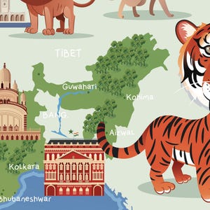 India Travel Map, Cartoon Map of India, Travel Map of India - Etsy Canada