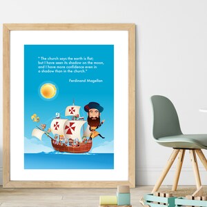 Ferdinand Magellan Quote Poster: Inspirational Cartoon Print (digital ...
