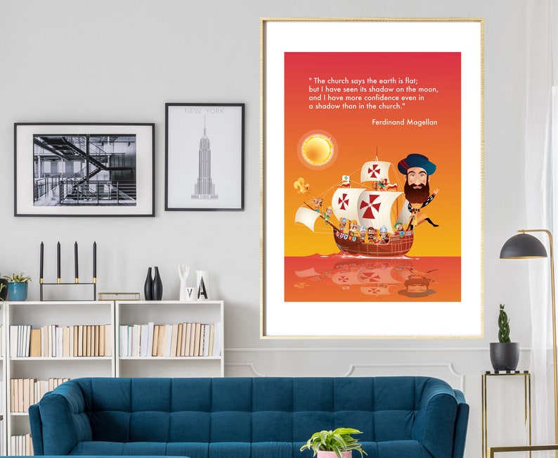 Ferdinand Magellan Quote Poster: Inspirational Cartoon Print (digital ...