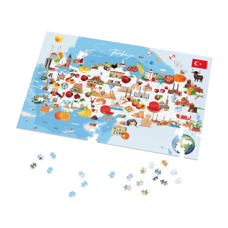 Turkey Cartoon Map Poster Jigsaw Puzzle, Istanbul Cartoon Map Poster ...