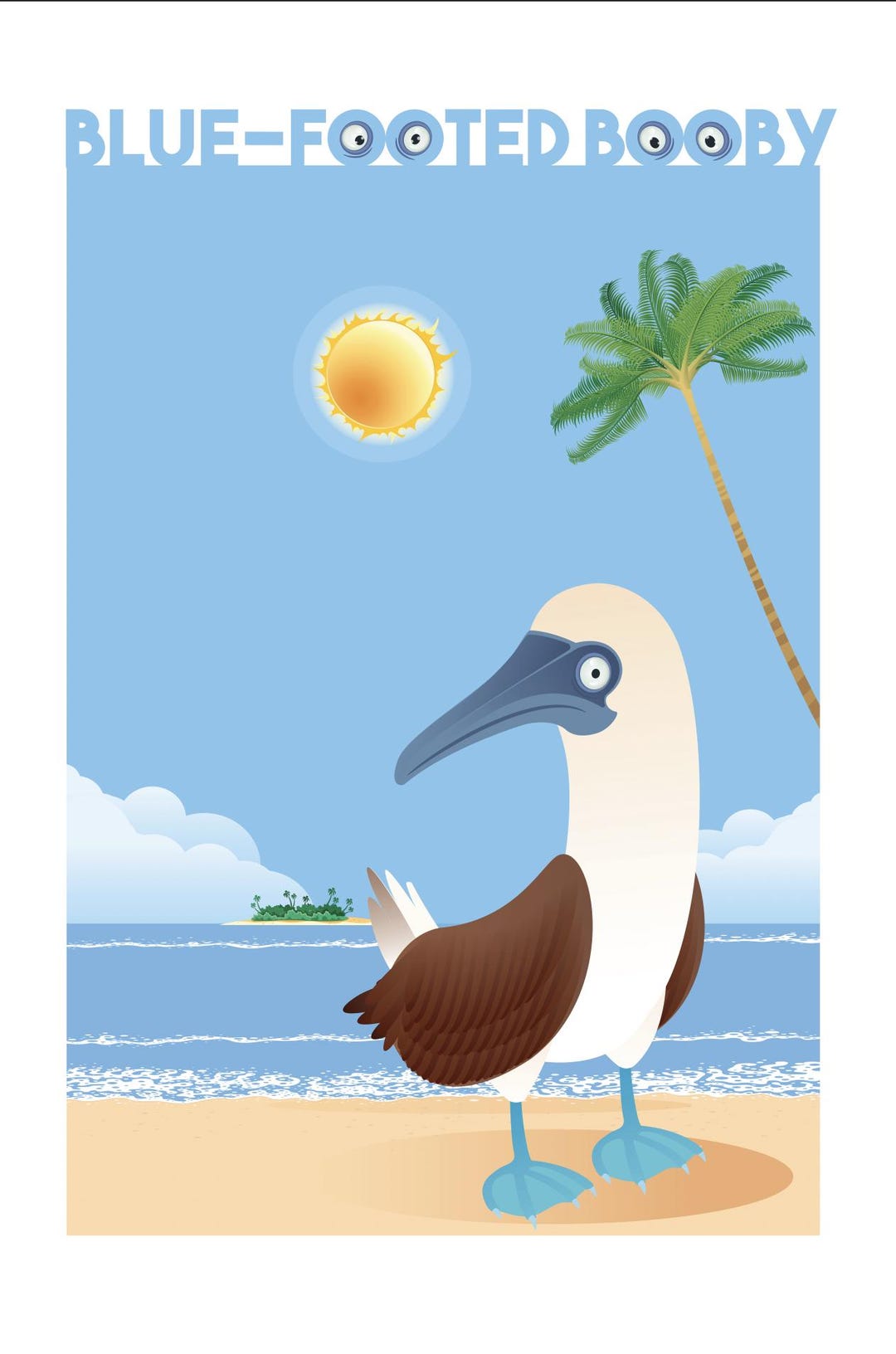 BLUE-FOOTED BOOBY Art | Galápagos Bird Art | Booby Digital Print ...