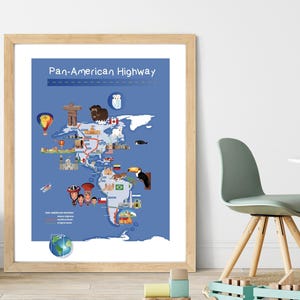 Pan-american Highway Map Poster - Etsy