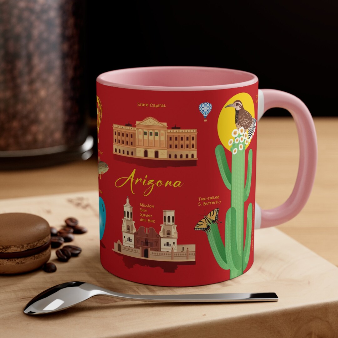 Arizona State Symbols Coffee Mug, Covered Wagon Mug, Mission San Xavier ...