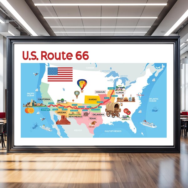 Route 66 Map - Etsy