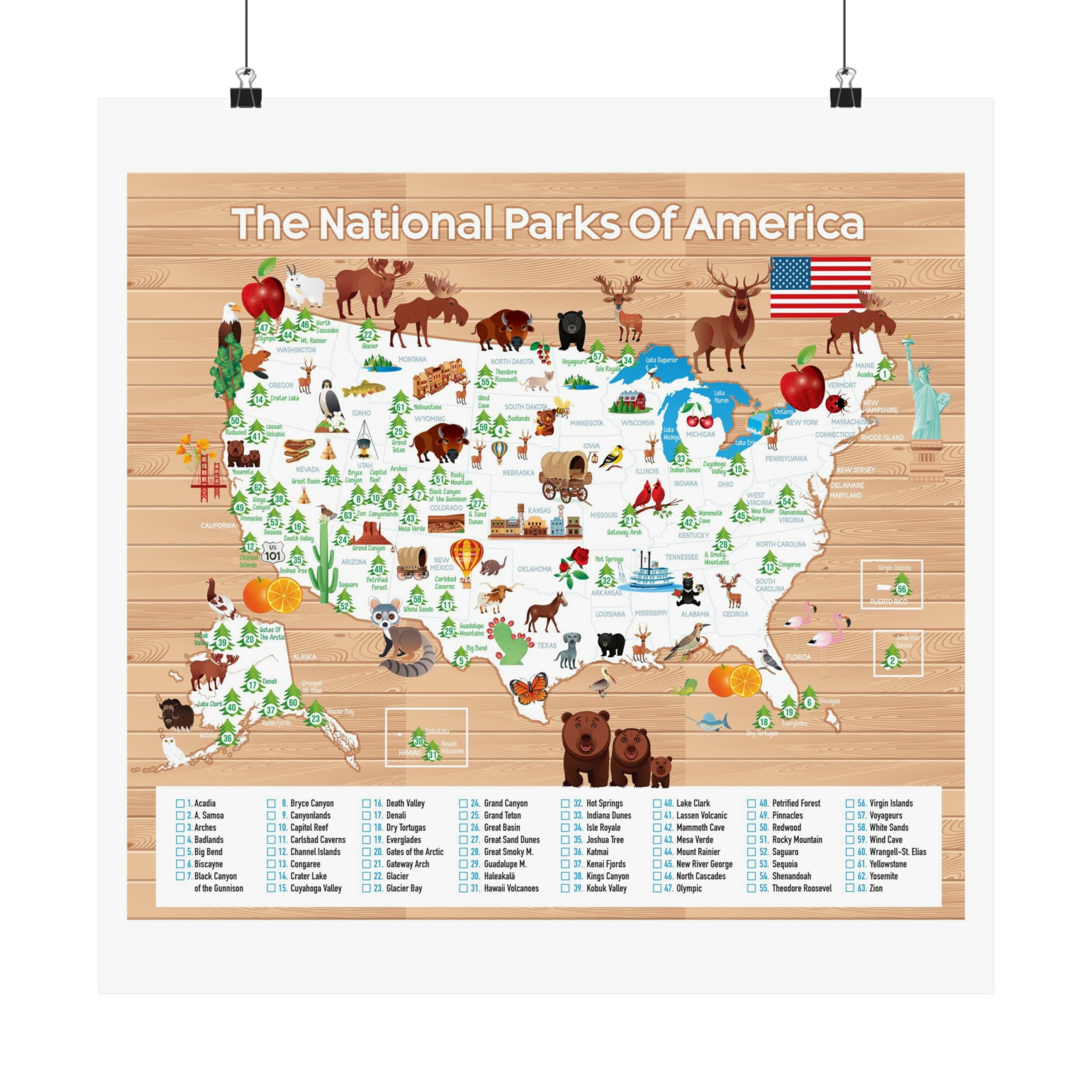 USA National Park Map Poster Matte Horizontal Posters - Etsy