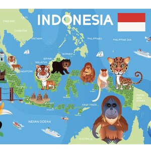 Indonesia Cartoon Map | Educational Travel Art (digital Download) - Etsy