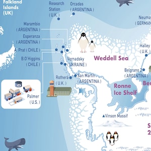 Antarctica Map, Stunning Antarctica Map Poster Featuring Roald Amundsen ...