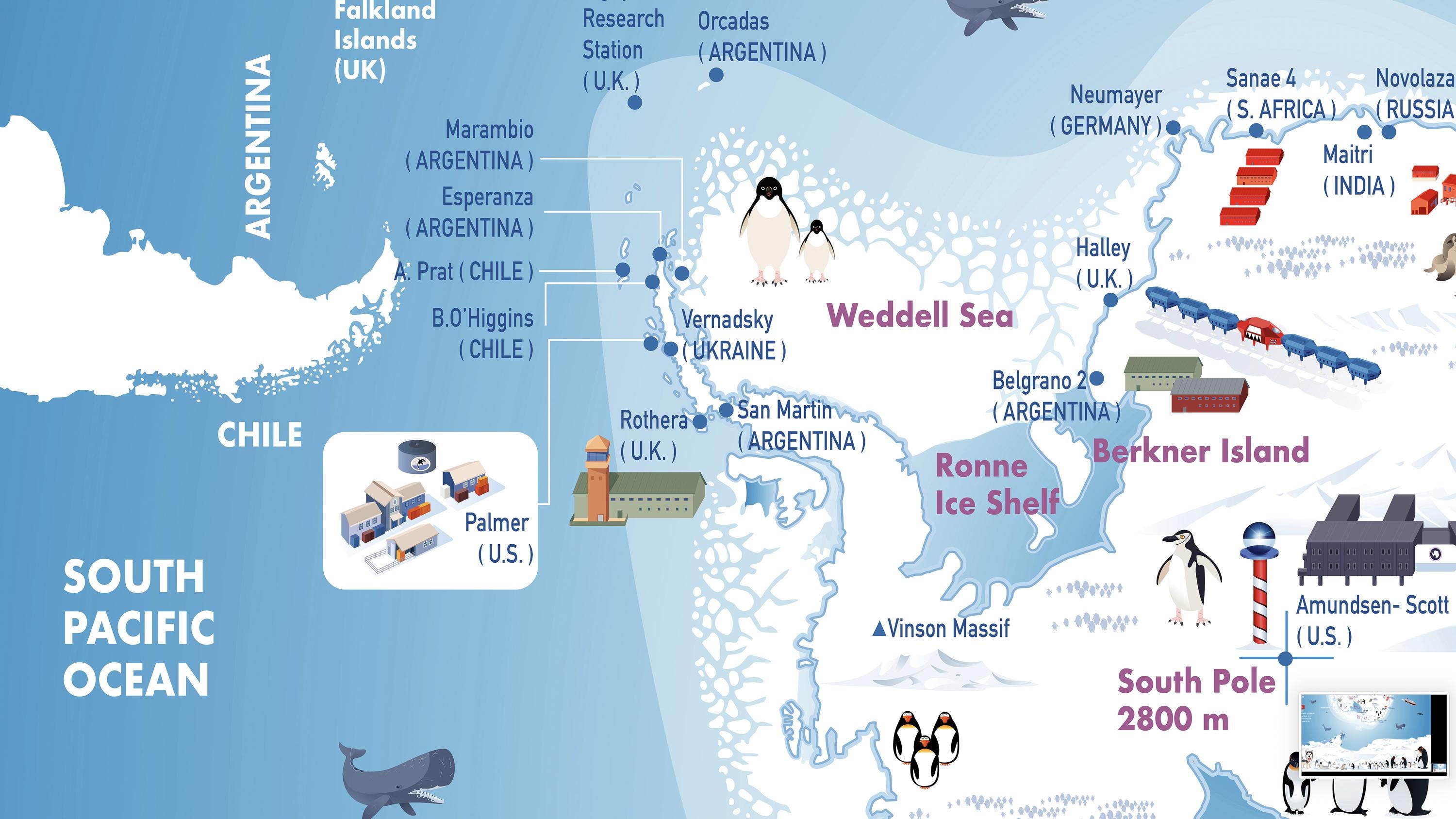 Antarctica Map, Stunning Antarctica Map Poster Featuring Roald Amundsen ...