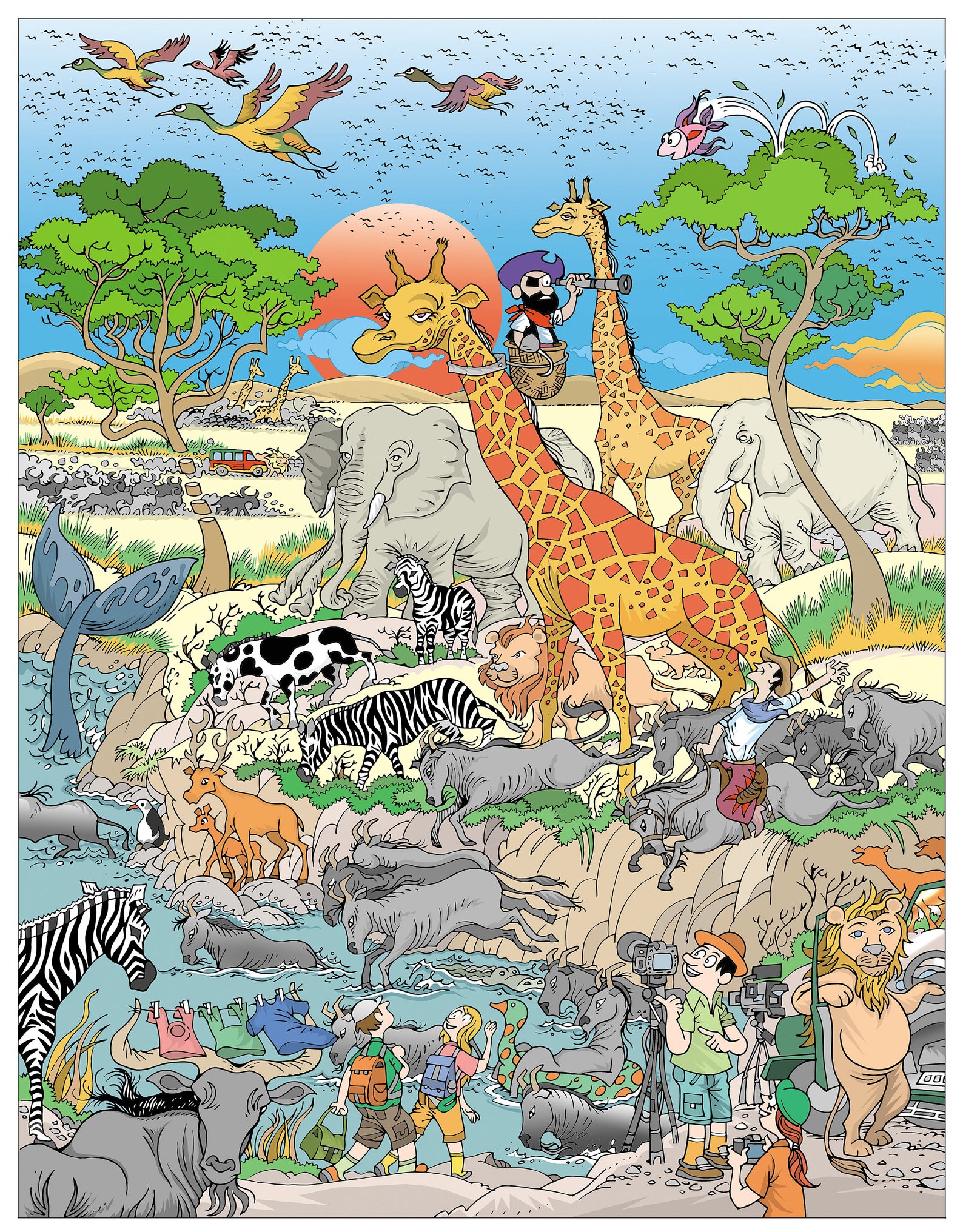 Cartoon Poster for Kids Fantastic Animals Educational Poster Poster ...