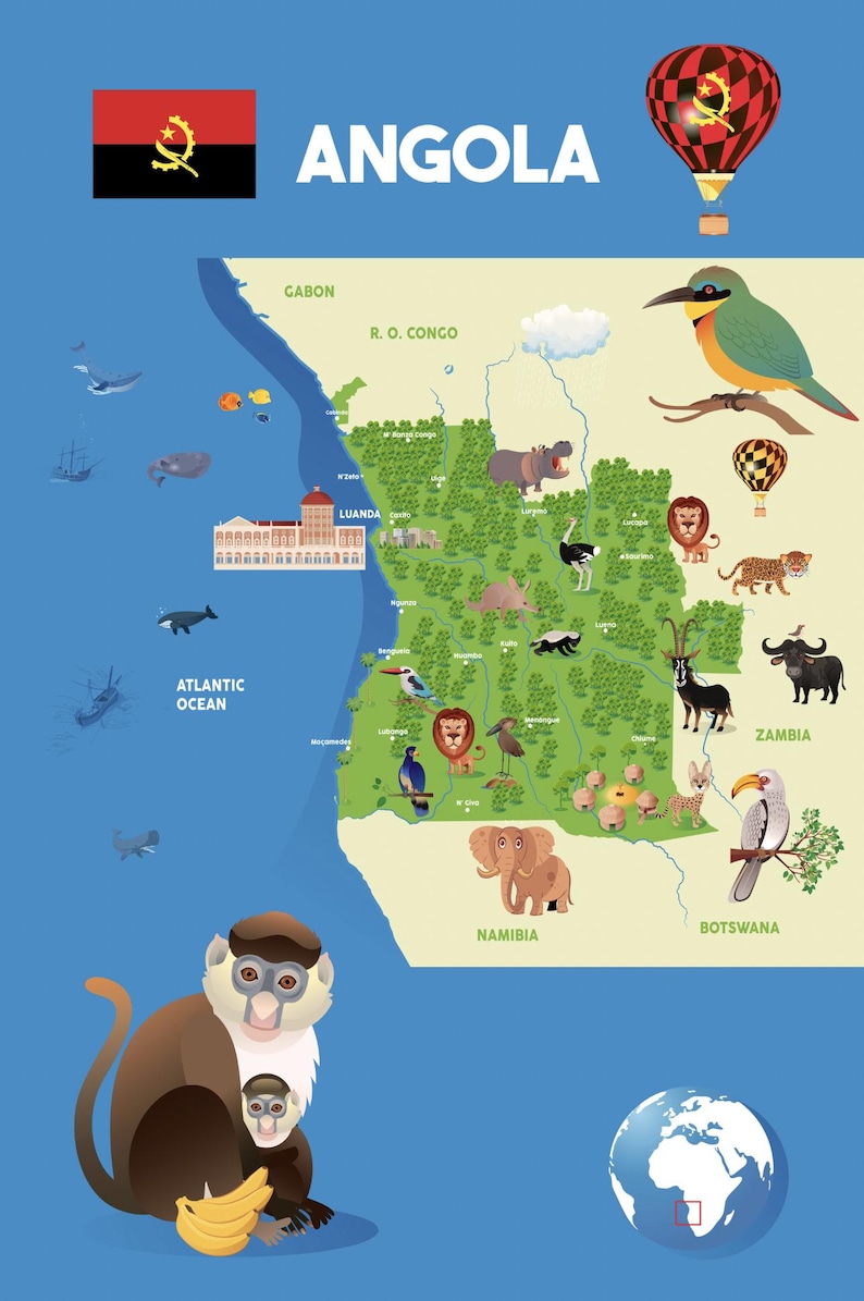 Angola Map Poster - Etsy