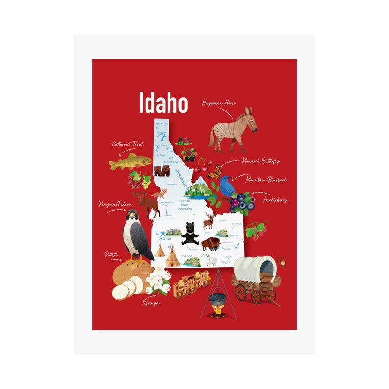 Idaho State Cartoon Map, Idaho State Travel Map, Idaho State Symbols ...