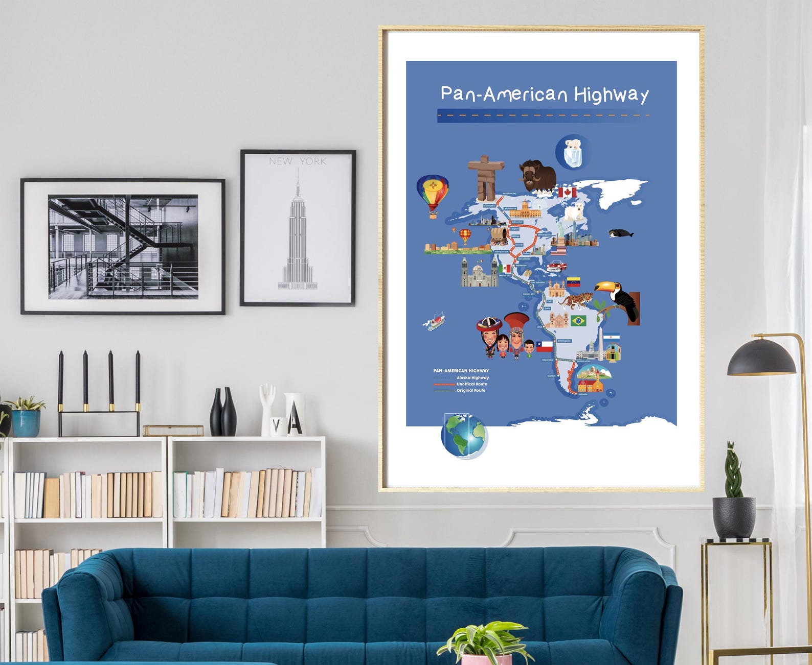 Pan-american Highway Map Poster - Etsy