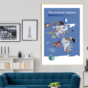 Pan-american Highway Map Poster - Etsy