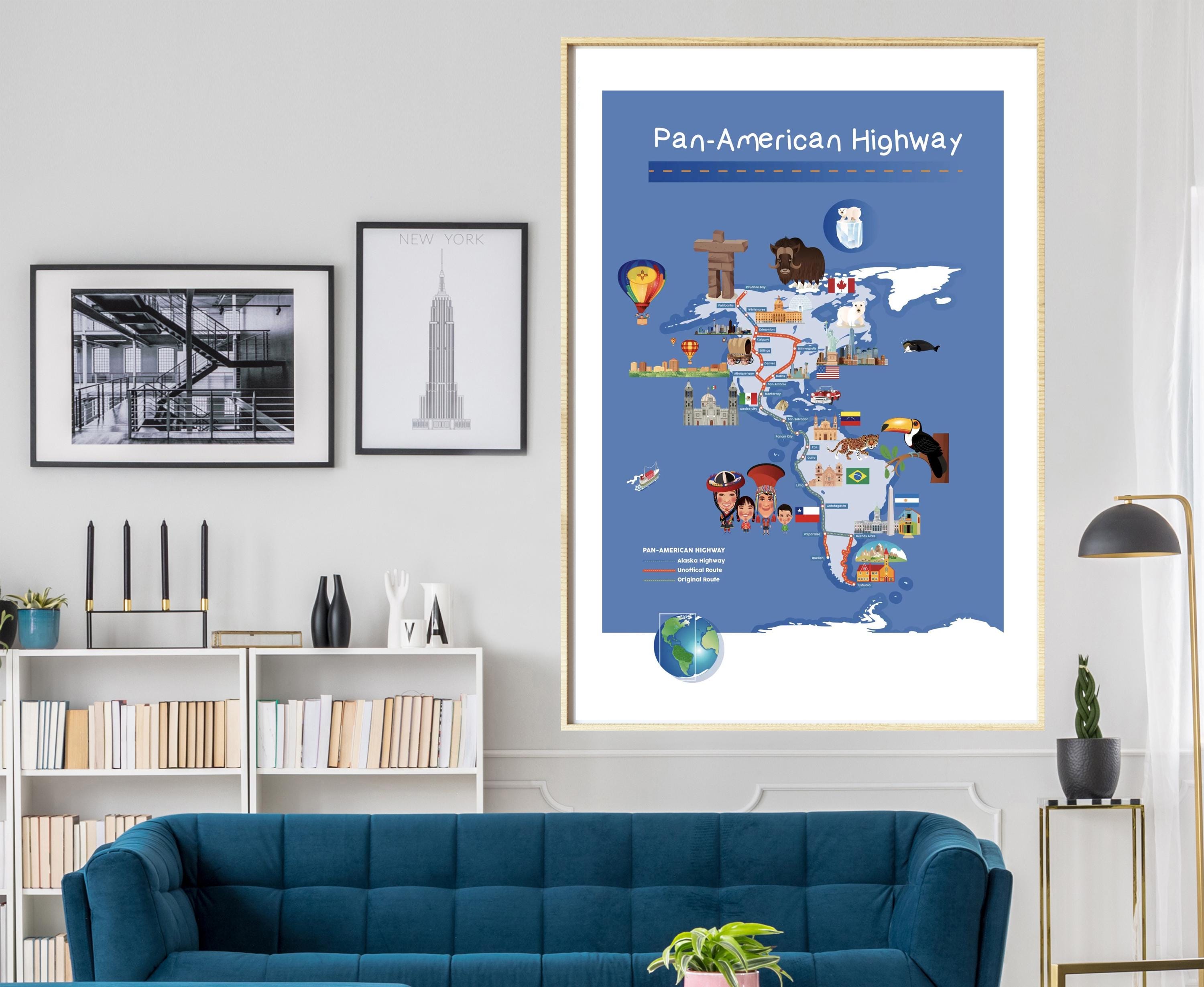 Pan-american Highway Map Poster - Etsy