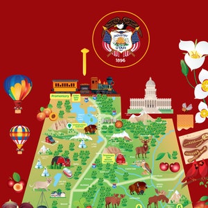 Cartoon Map of UTAH STATE - Etsy