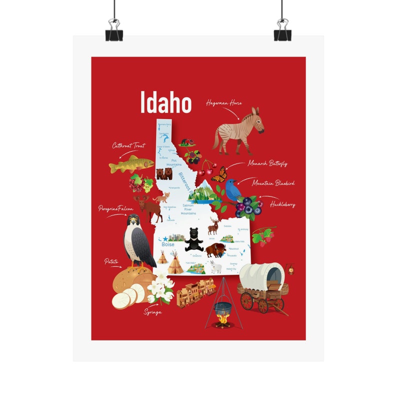 Idaho State Cartoon Map, Idaho State Travel Map, Idaho State Symbols ...