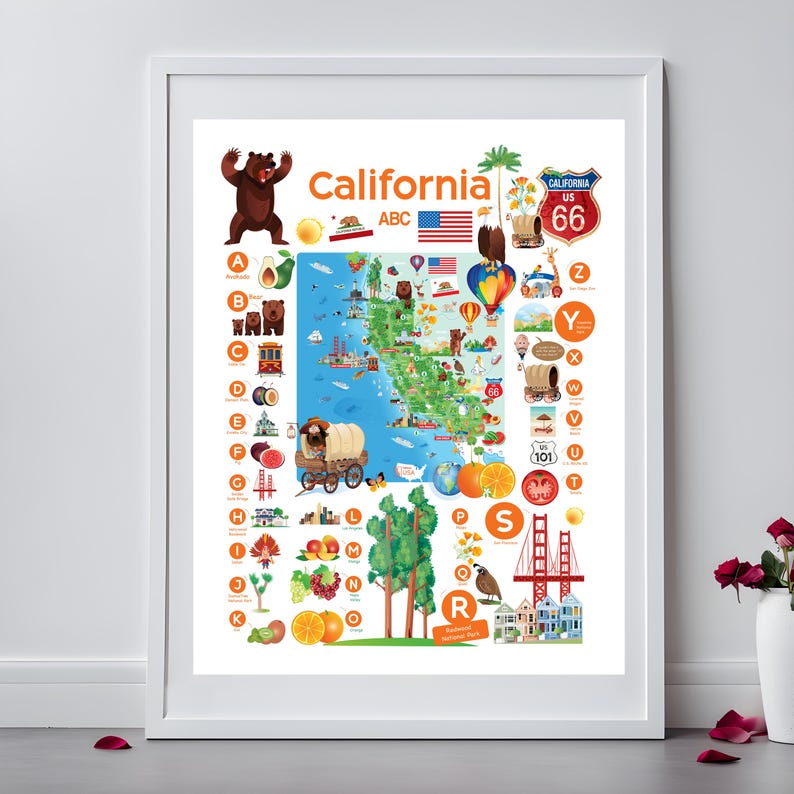 Travel Map of CALIFORNIA, Cartoon Map of CALIFORNIA, California ...