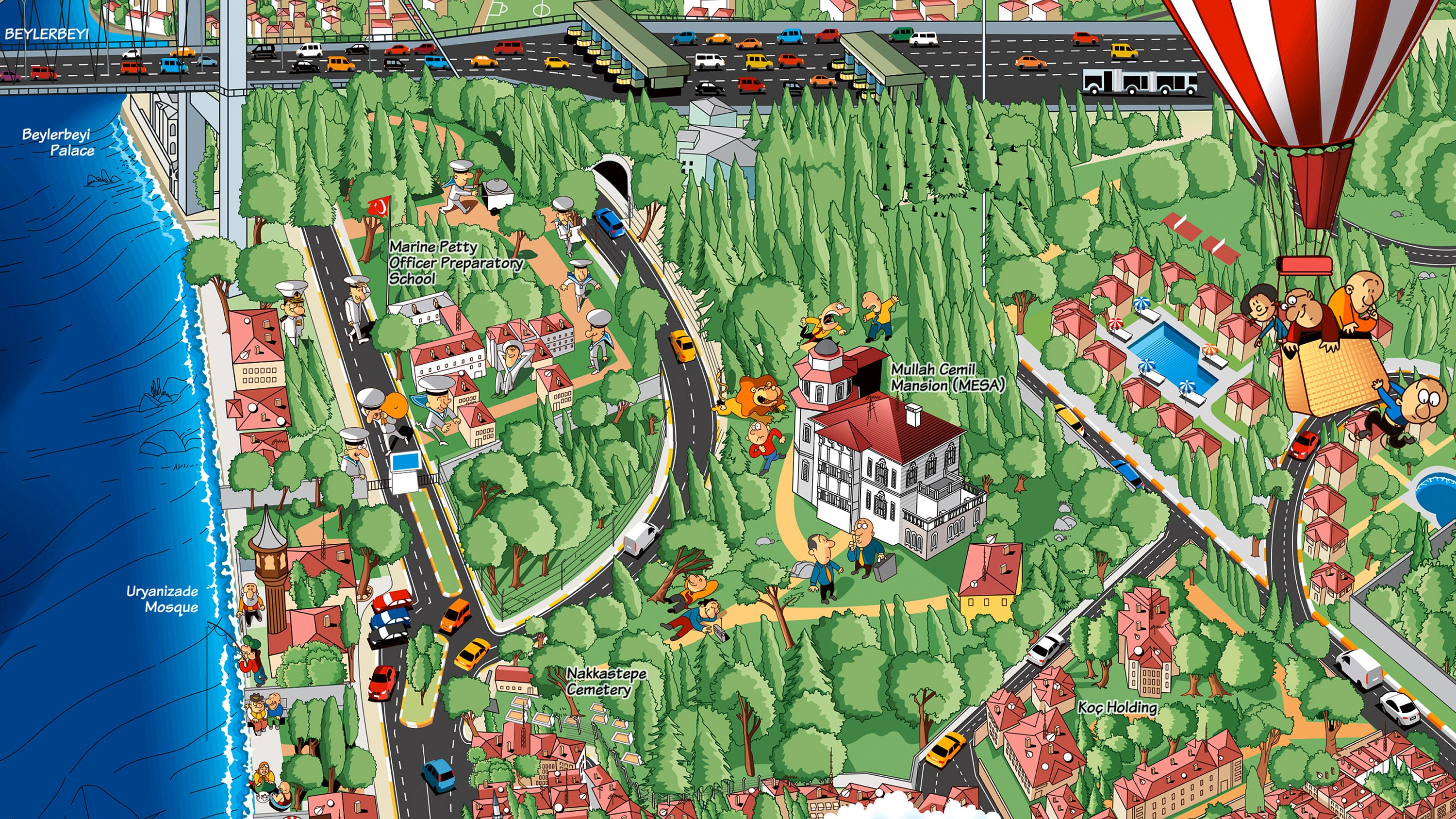 Istanbul Cartoon Map Poster. Cartoon Map of Istanbul With Details ...