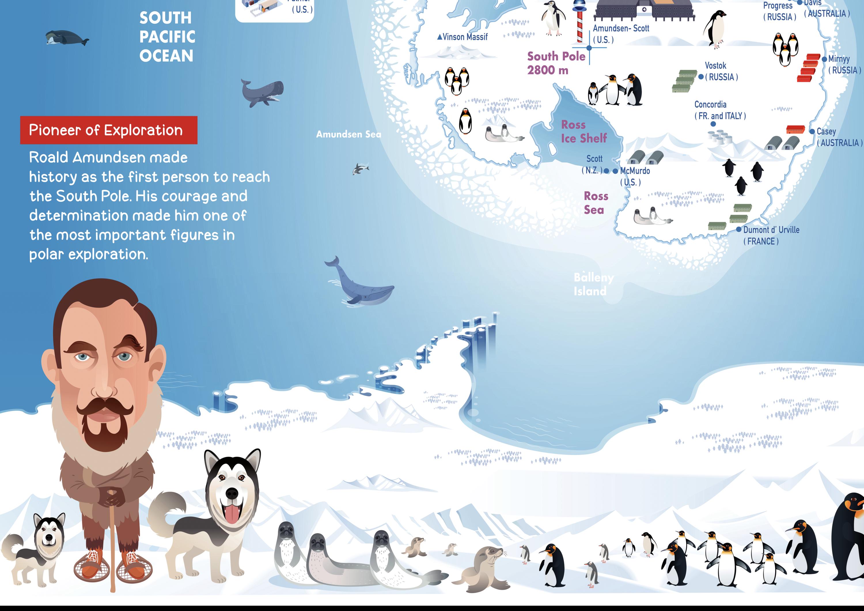 Antarctica Map, Stunning Antarctica Map Poster Featuring Roald Amundsen ...