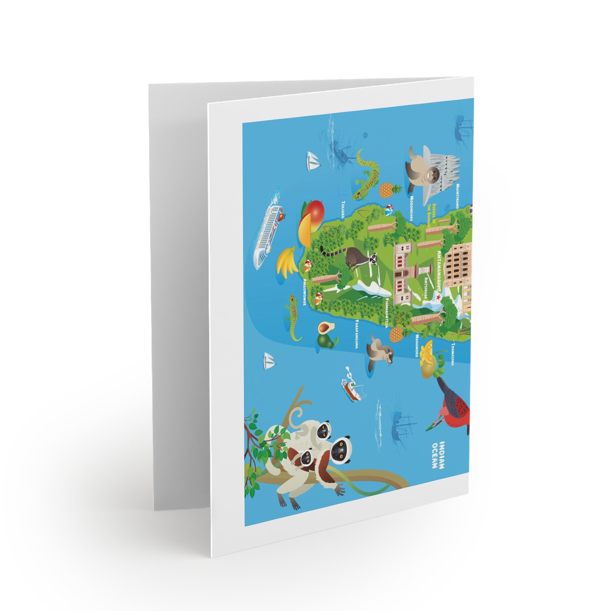 Cartoon Map of Madagascar Greeting Cards 8 16 and 24 Pcs - Etsy