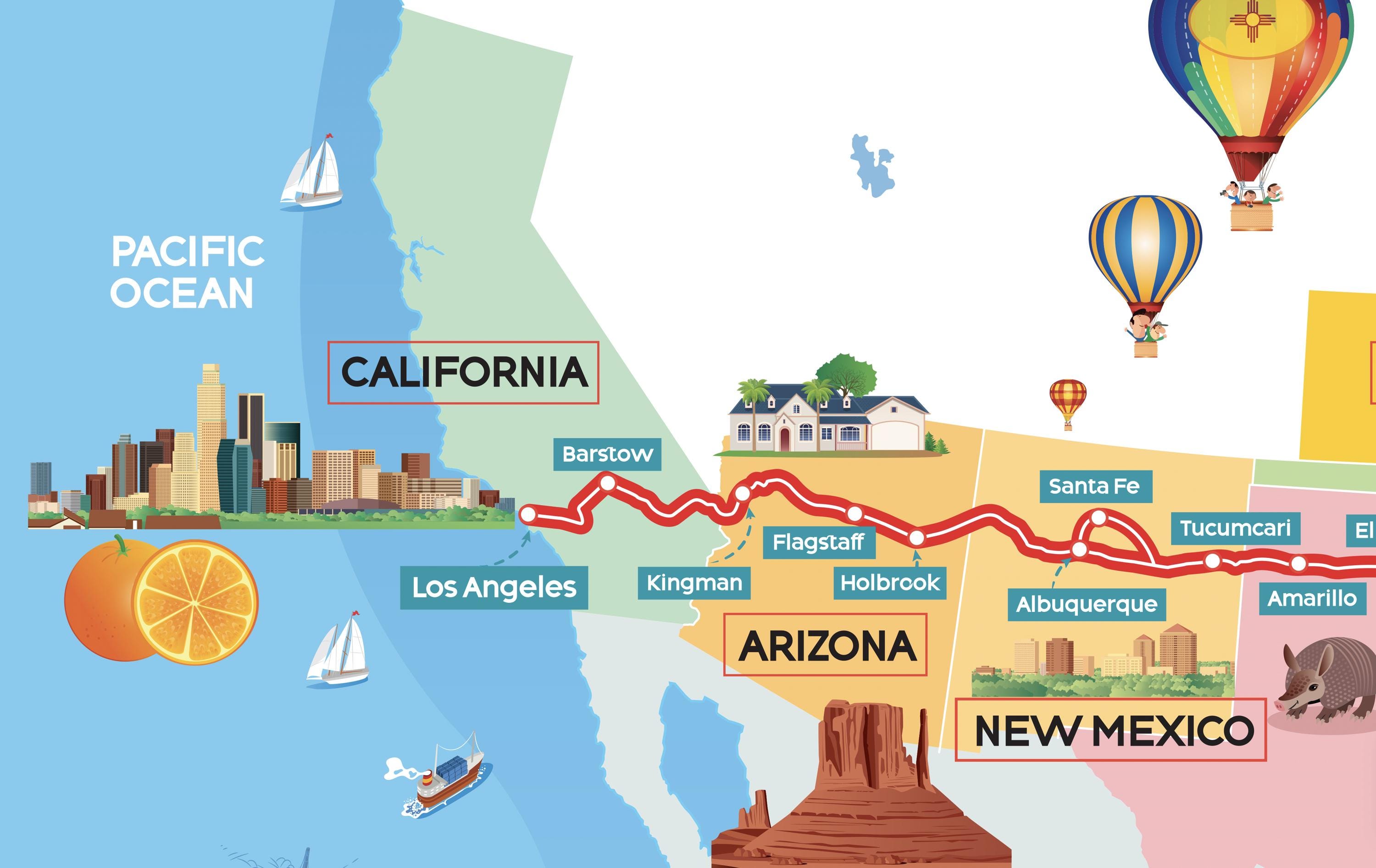 USA Route 66 Map Poster - Etsy