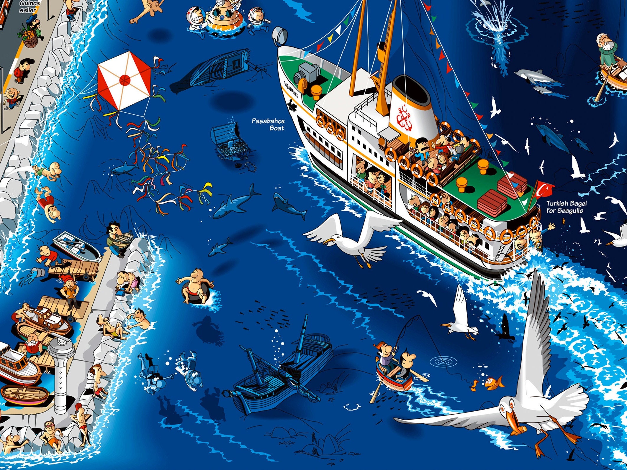 Istanbul Cartoon Map Poster. Cartoon Map of Istanbul With Details ...