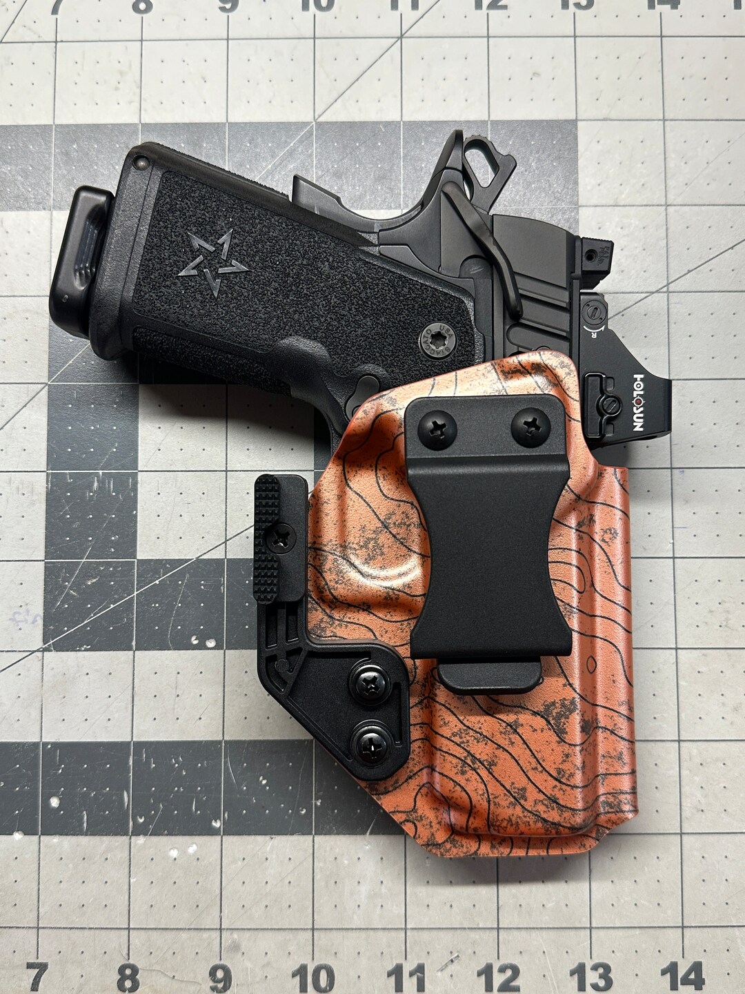 JMFD Customs Staccato CS Rh IWB Rose Gold Grunge Topography Kydex ...