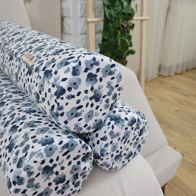 Handmade Linen Lumbar Bolster Pillow: Round Cylindrical Decorative ...
