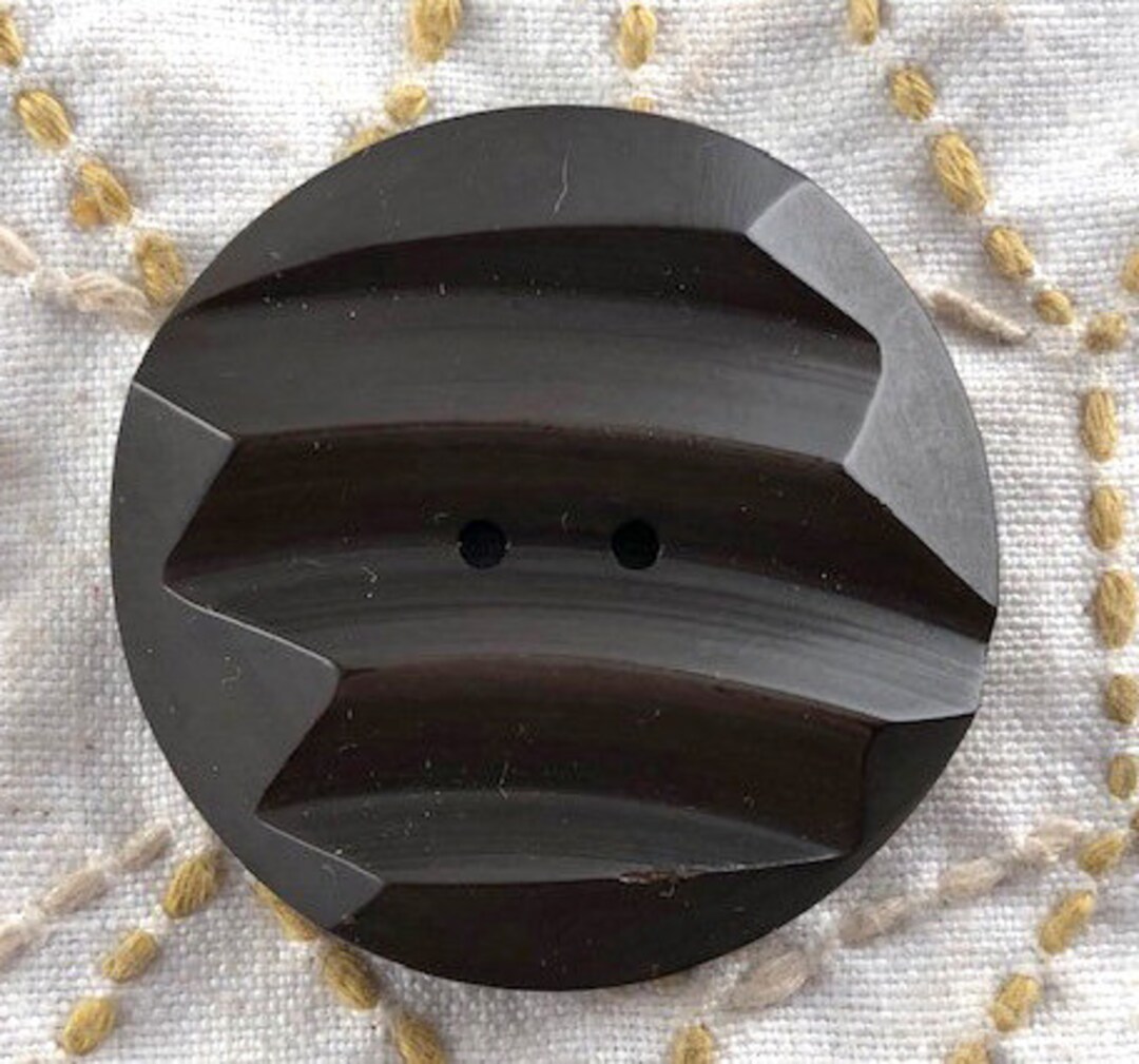 High Carved Brown Casein Button 1930's 1940's - Etsy