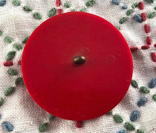 Wavy Bright Solid Red Casein Button 1930's Metal Shank - Etsy