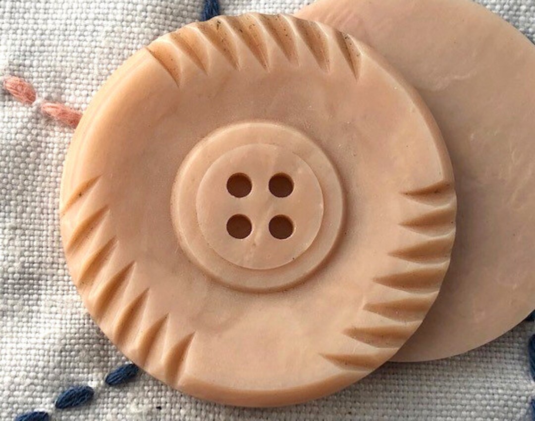 Marbled Pale Salmon Pink Carved Galalith Button 1 & 5/16 Inch - Etsy ...