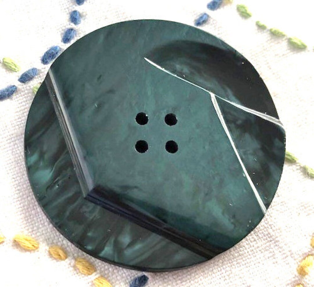 Large Marbled Malachite Green Galalith Button 1930's Vintage - Etsy