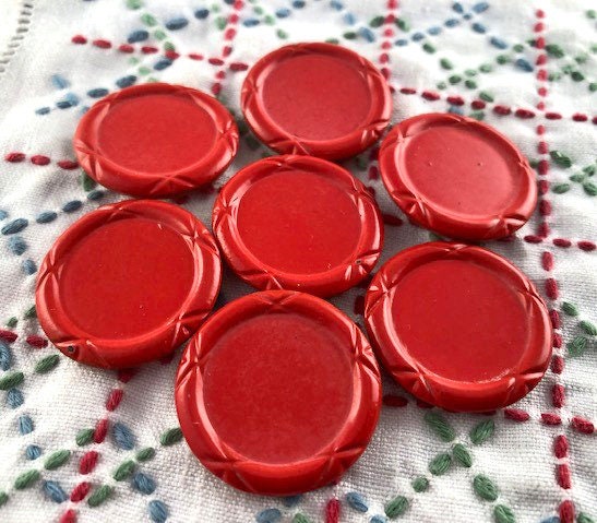 Set 7 Painted Red Metal Buttons Art Deco 1930's - Etsy