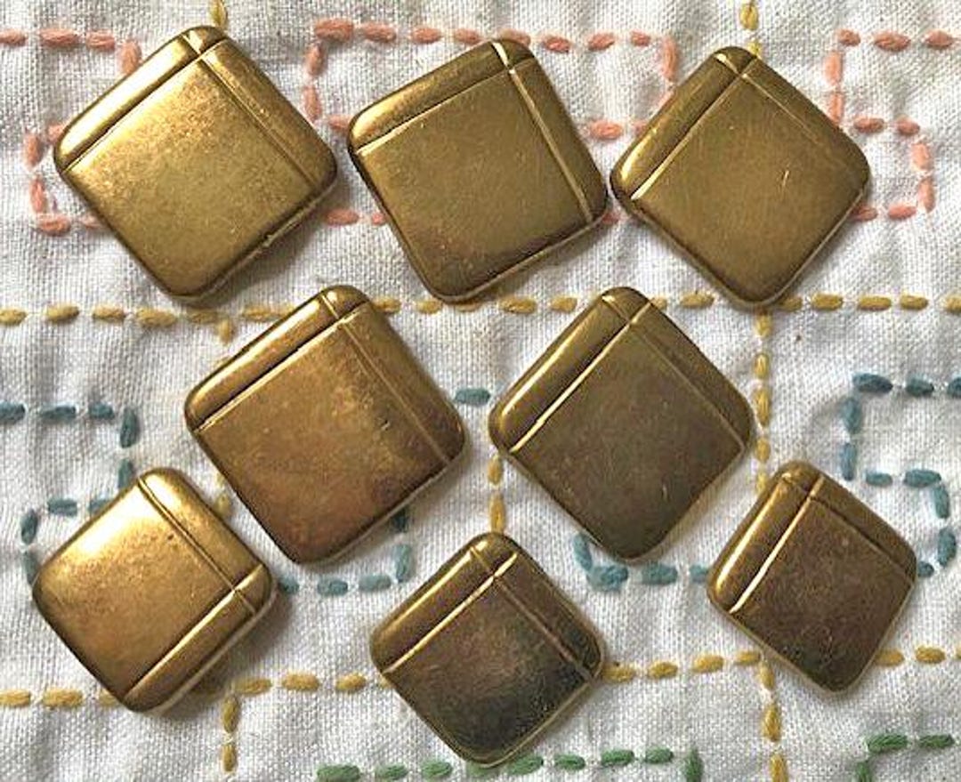 Set 5 + 2 Square Yellow Copper Metal Art Deco Buttons - Etsy