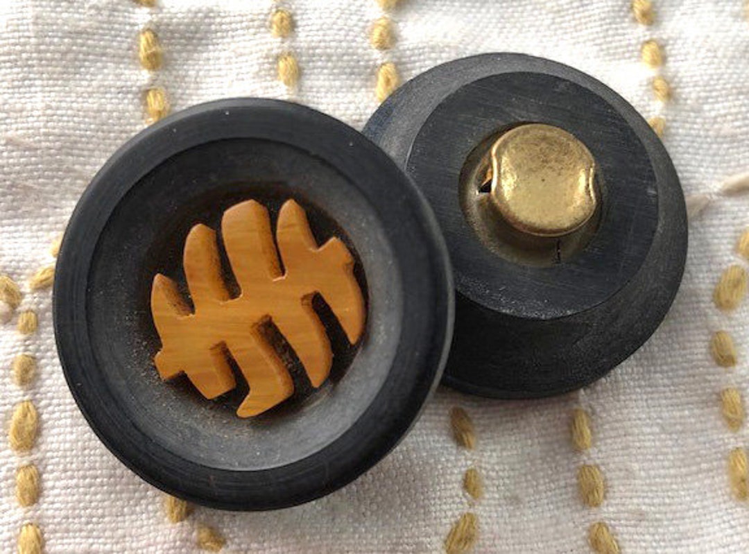 Black Applejuice Oriental Bakelite Art Deco Button 1930's - Etsy