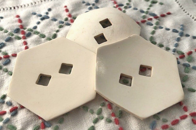 Set 3 Large Hexagonal White Casein Art Deco Buttons 1930's - Etsy