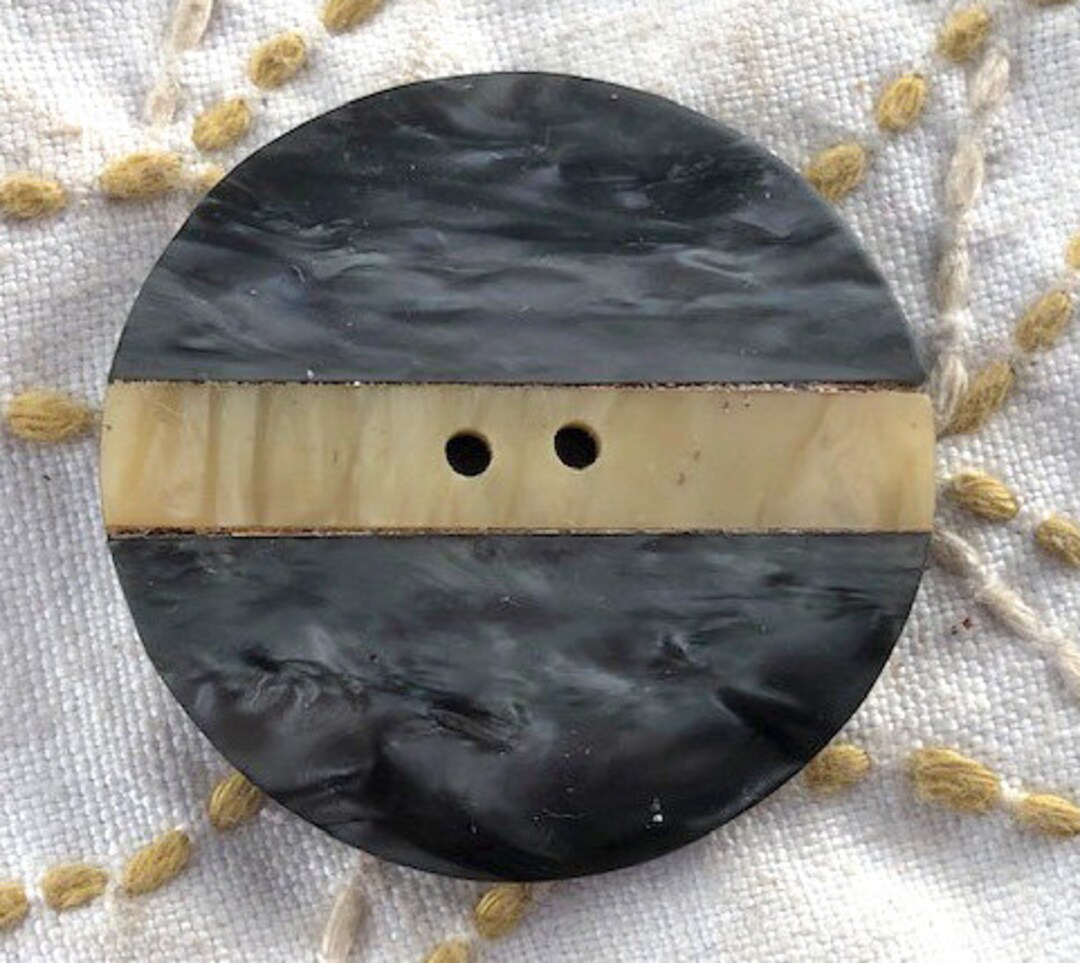 Grey and Yellow Inlay Galalith Button 1930's 1940's - Etsy