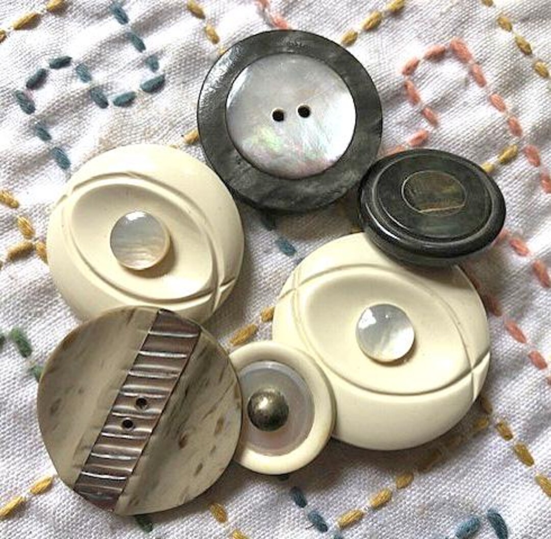 Lot of 6 Galalith Buttons Mother of Pearl Inlays Art Deco 1930's - Etsy