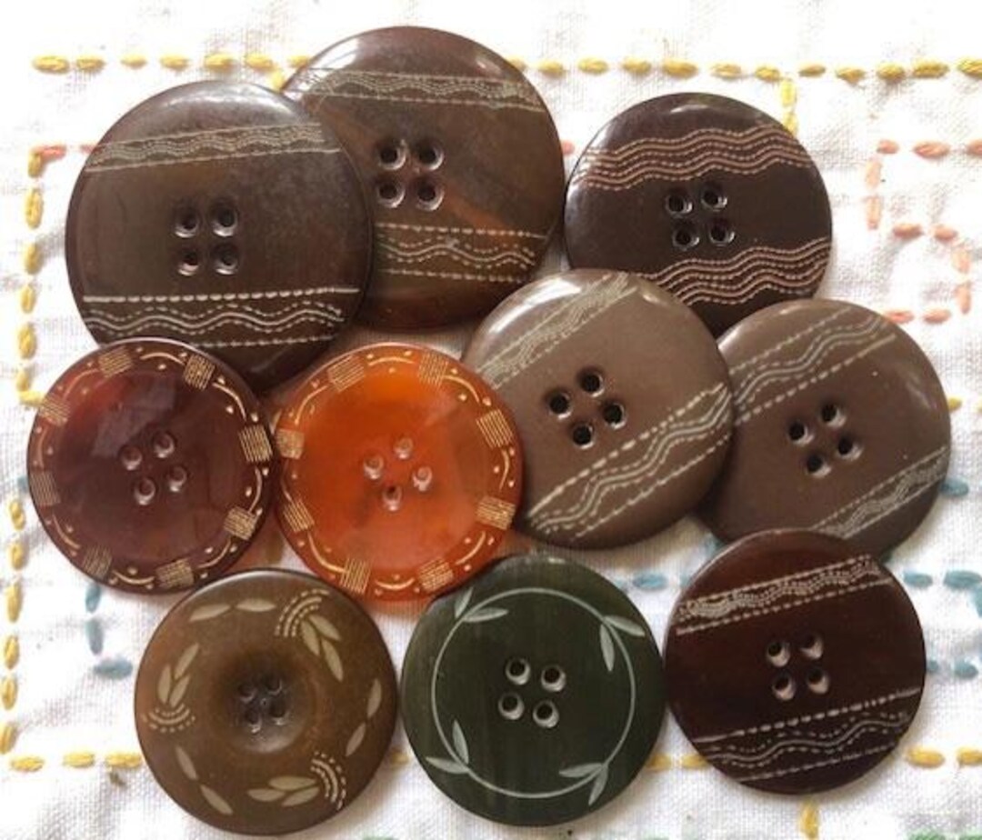 Group 10 Brown Pretty Patterns Buttons 1930's - Etsy