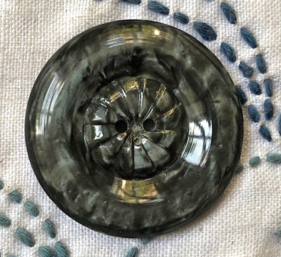 Dark Grey Marbled Galalith Button 1930's - Etsy