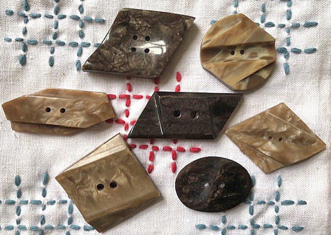 Group Beige Brown Casein Buttons Art Deco Shapes 1930's - Etsy