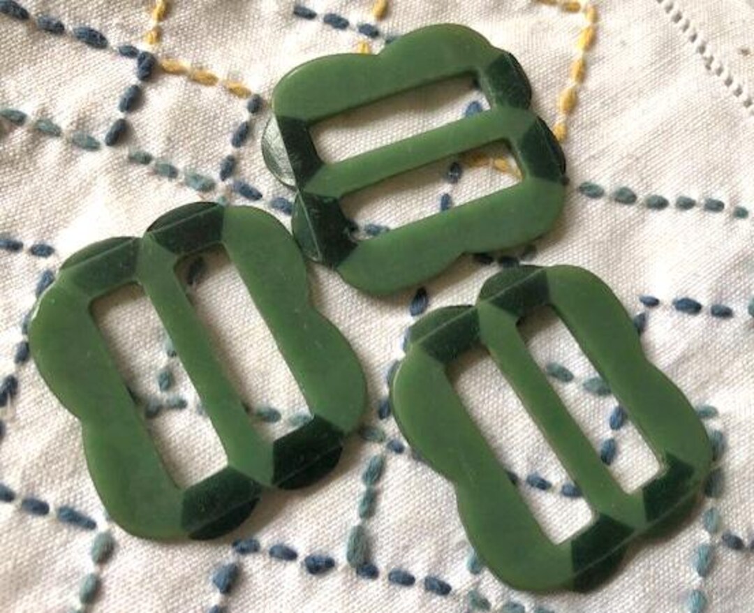 Set 3 Small Green Belt Slides Art Deco 1930's - Etsy