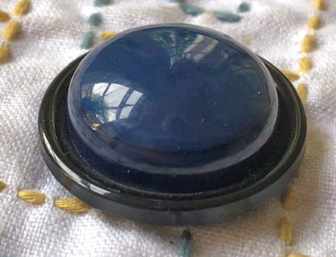 Domed Blue on Black Galalith Button 1930's 3 Cm - Etsy