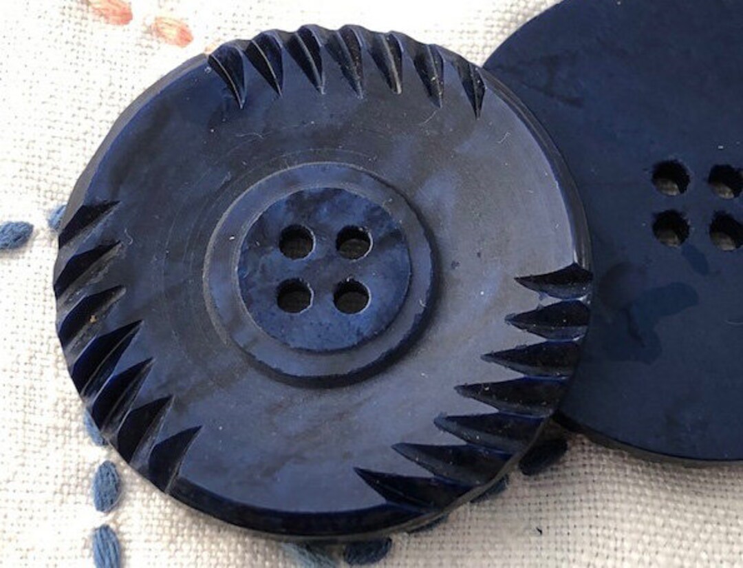Pair 2 Hard Blue Carved Galalith Buttons 1 & 5/16 Inch - Etsy