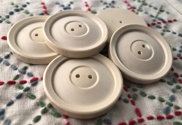 Set 5 Large White Casein Buttons 1930's - Etsy