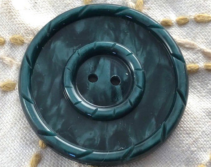 Bluegreen Carved Casein Galalith Button 1930's 1940's - Etsy