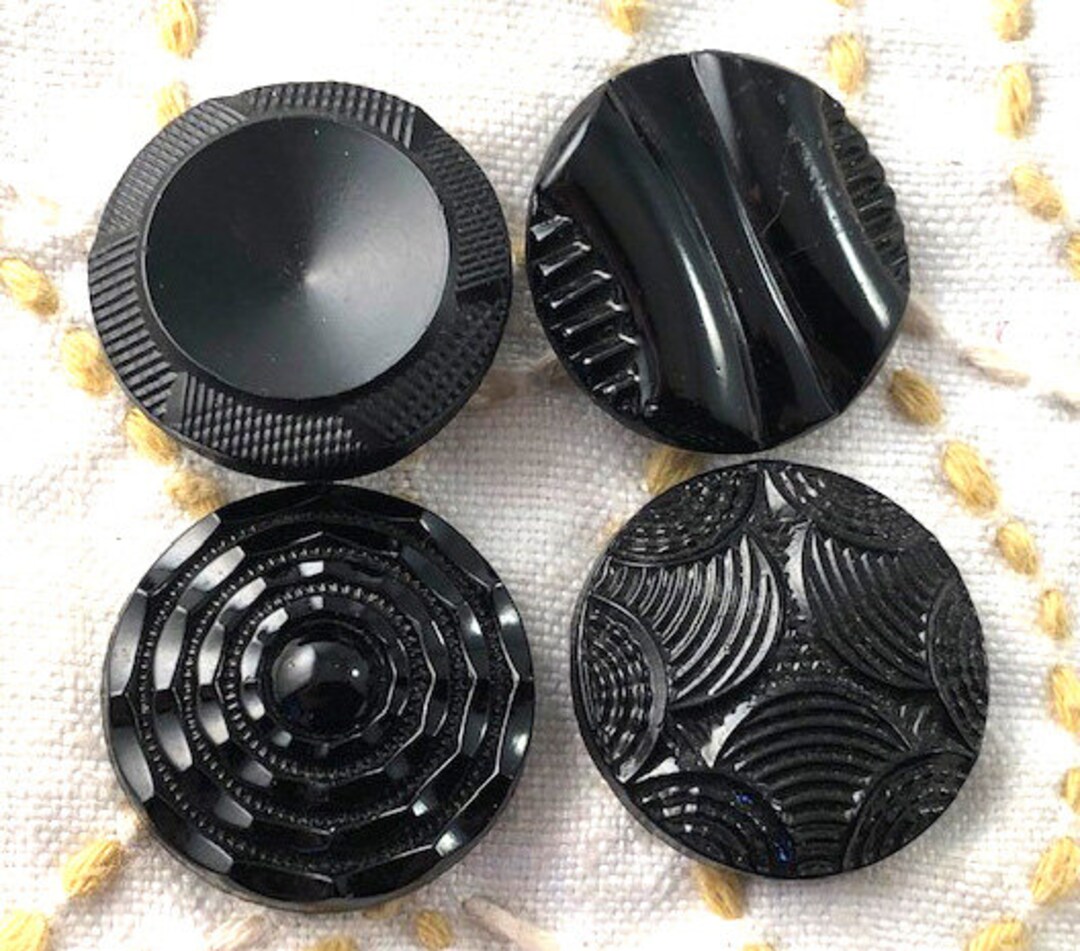 Four 4 Different Black Glass Art Deco Buttons - Etsy